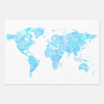 Modern abstract world map wrapping paper sheets | Zazzle