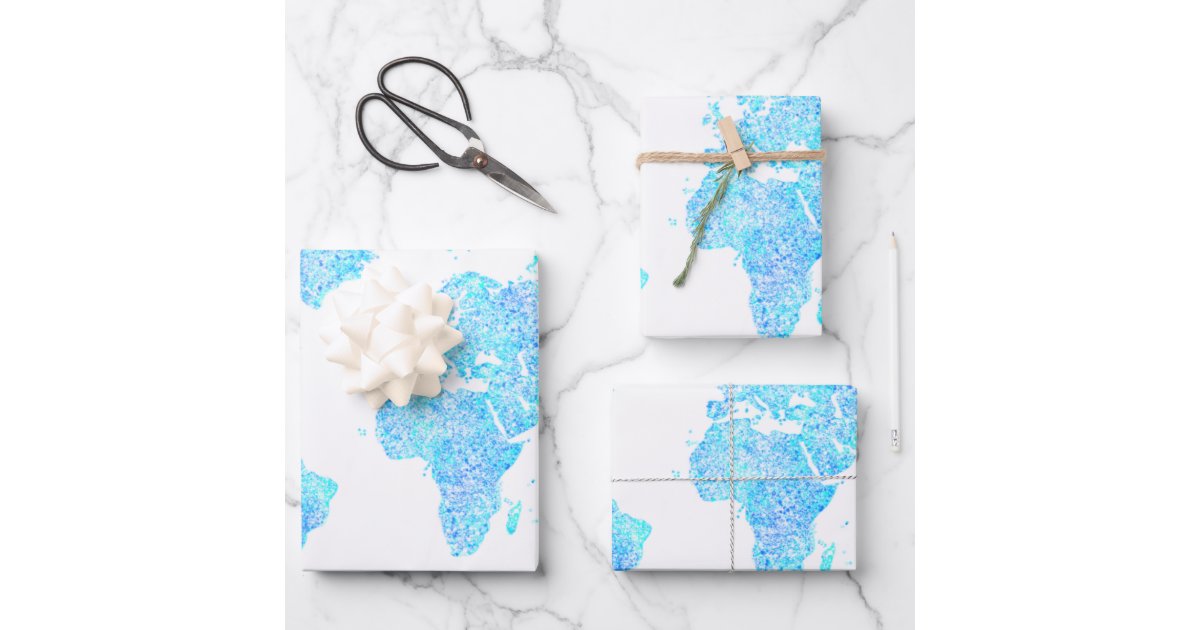 Modern abstract world map wrapping paper sheets | Zazzle