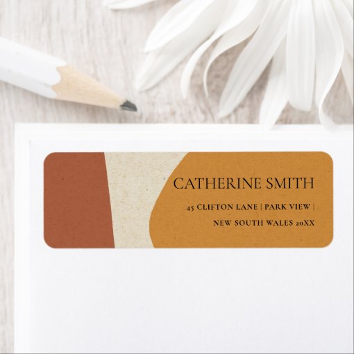 MODERN ABSTRACT YELLOW TERRACOTTA ARTISTIC ADDRESS LABEL | Zazzle