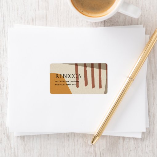MODERN ABSTRACT YELLOW TERRACOTTA ARTISTIC ADDRESS LABEL | Zazzle