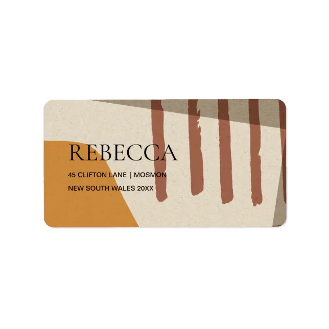 MODERN ABSTRACT YELLOW TERRACOTTA ARTISTIC ADDRESS LABEL | Zazzle