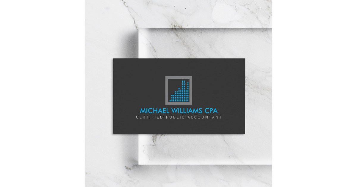 Modern Accountant, Financial Logo Blue/Dark Gray Business Card | Zazzle