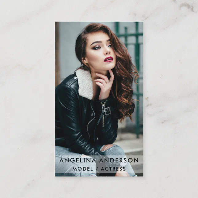 Modern Actor Model Photo Business Card Blk | Zazzle