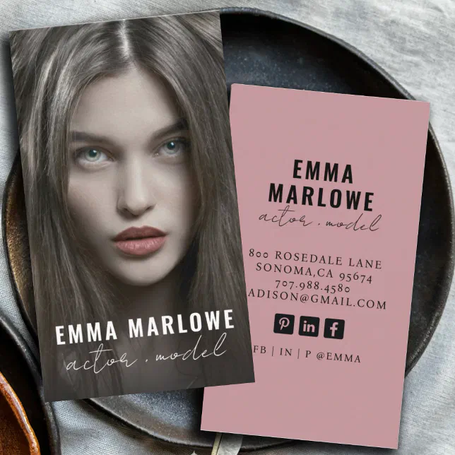 Modern Actor Model Professional Photo Headshot Business Card | Zazzle