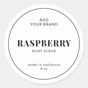 Modern Add Your Brand Black Border Product Label | Zazzle