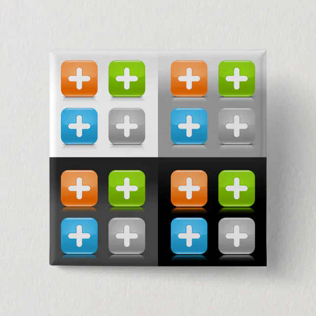Modern Addition Math Symbol Shiny Glassy Icons Button | Zazzle