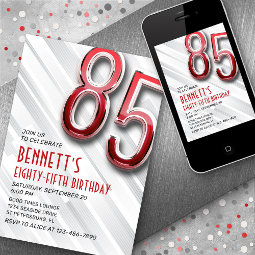 Modern Adult 85th Birthday Invitation | Zazzle