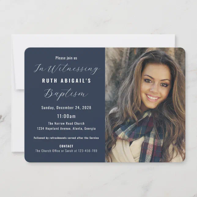 Modern Adult Baptism Custom Photo Invitation | Zazzle