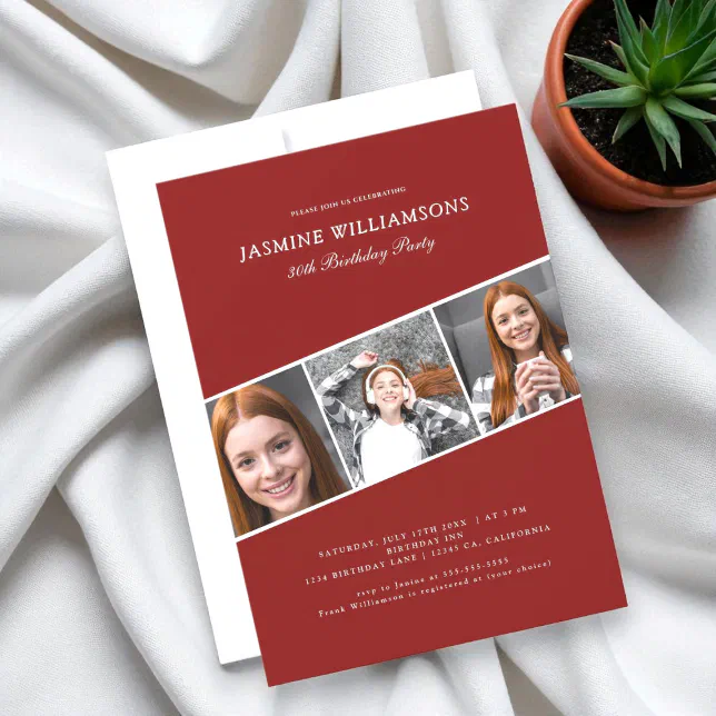 Modern adult photo collage birthday party Invitation | Zazzle
