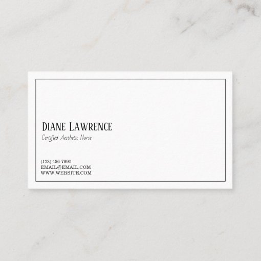 Modern Aesthetic Nurse, Doctor, Cosmetic Surgery Business Card | Zazzle