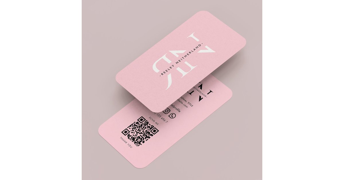 Modern Aesthetic Pastel Pink Monogram Initials Business Card | Zazzle