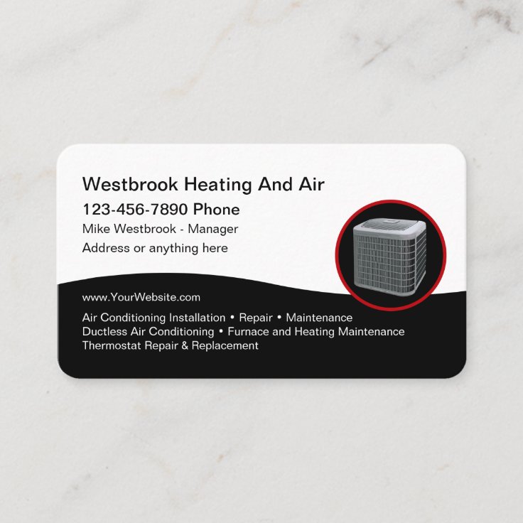 Modern Air Conditioning And Heating Business Card | Zazzle