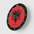 Modern Albanian Flag & Albania Home / design Round Clock | Zazzle