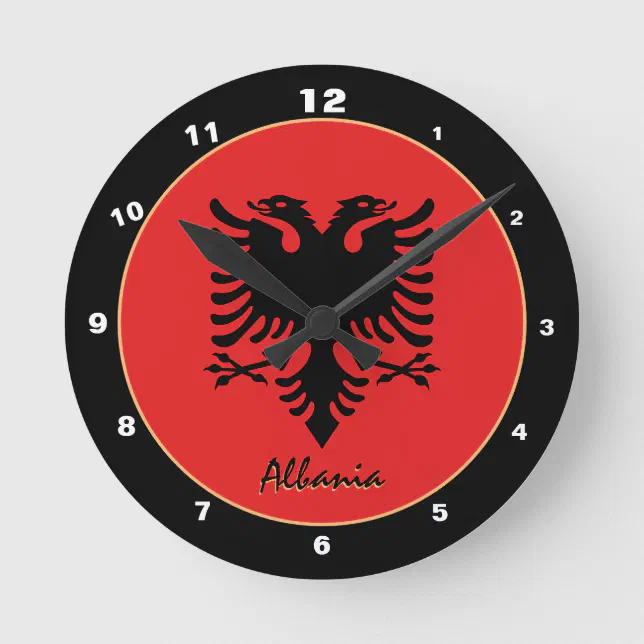 Modern Albanian Flag & Albania Home / design Round Clock | Zazzle