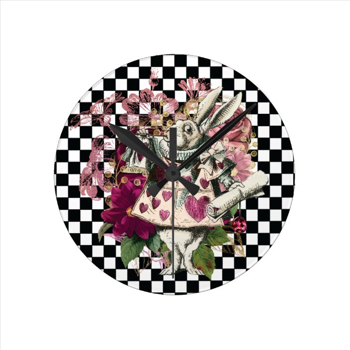 Modern Alice in Wonderland Rabbit Round Clock | Zazzle.com