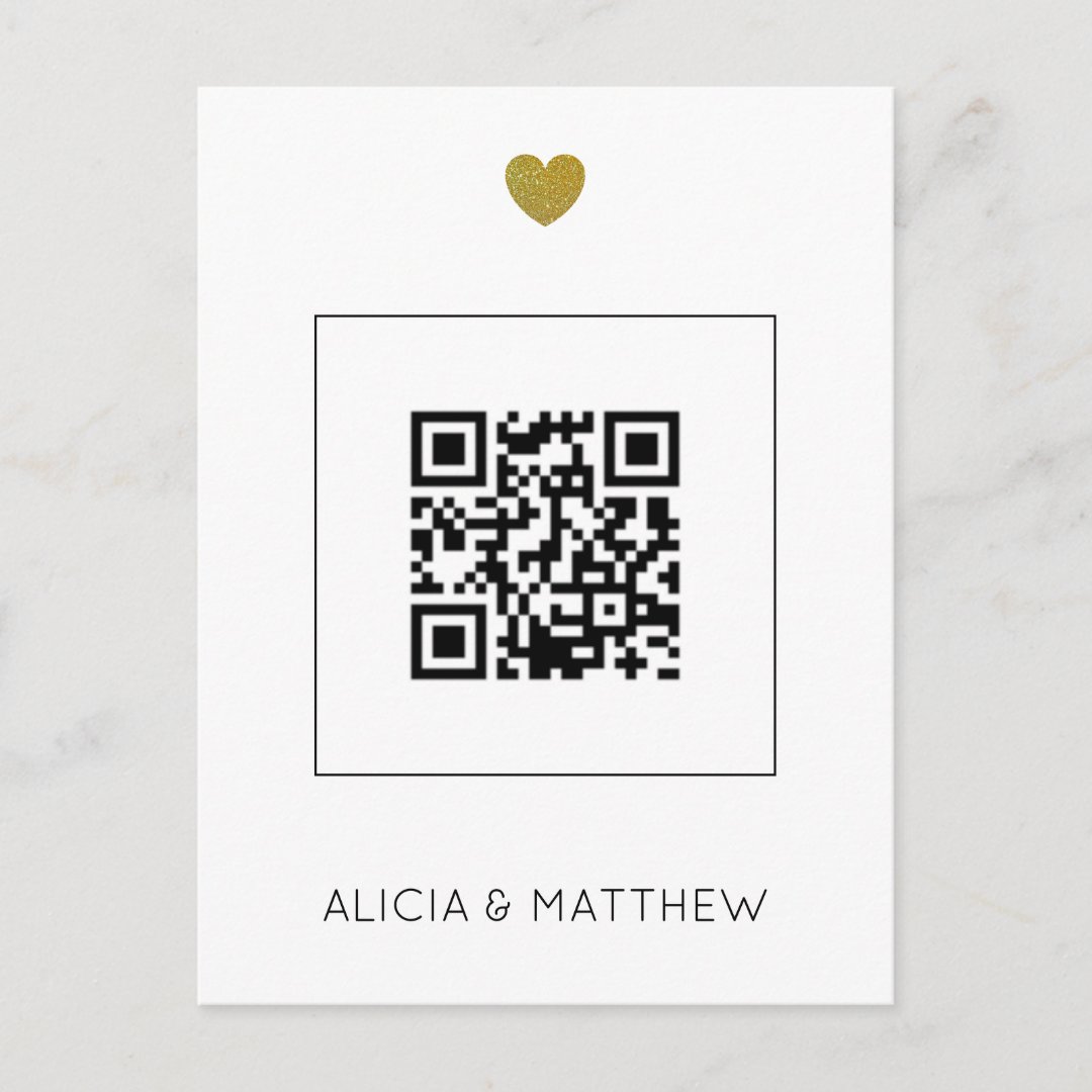 Modern All in One Wedding Invitation with QR Code Postcard | Zazzle