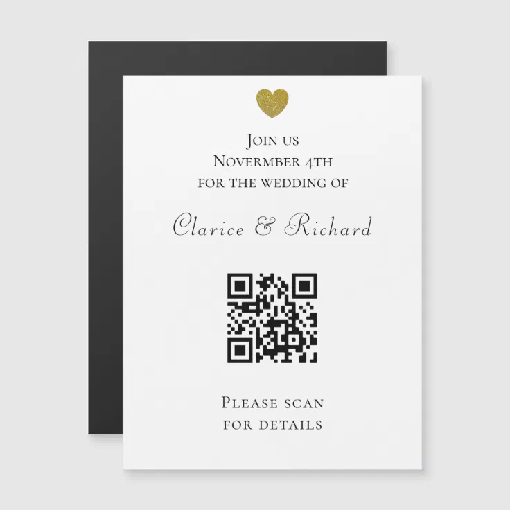 Modern All in One White QR Code Wedding Invitation | Zazzle