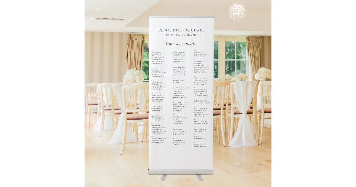Modern Alphabetical Seating Retractable Banner | Zazzle