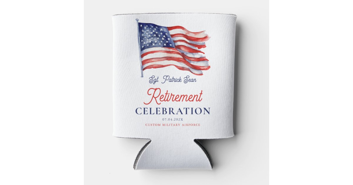 Modern American Flag 4th of July Army Retirement Can Cooler | Zazzle
