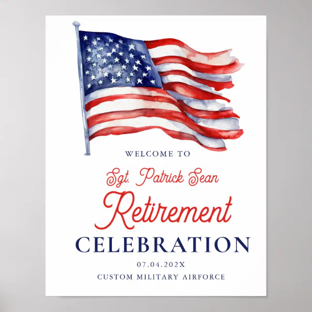 Modern American Flag Army Retirement Welcome Sign | Zazzle