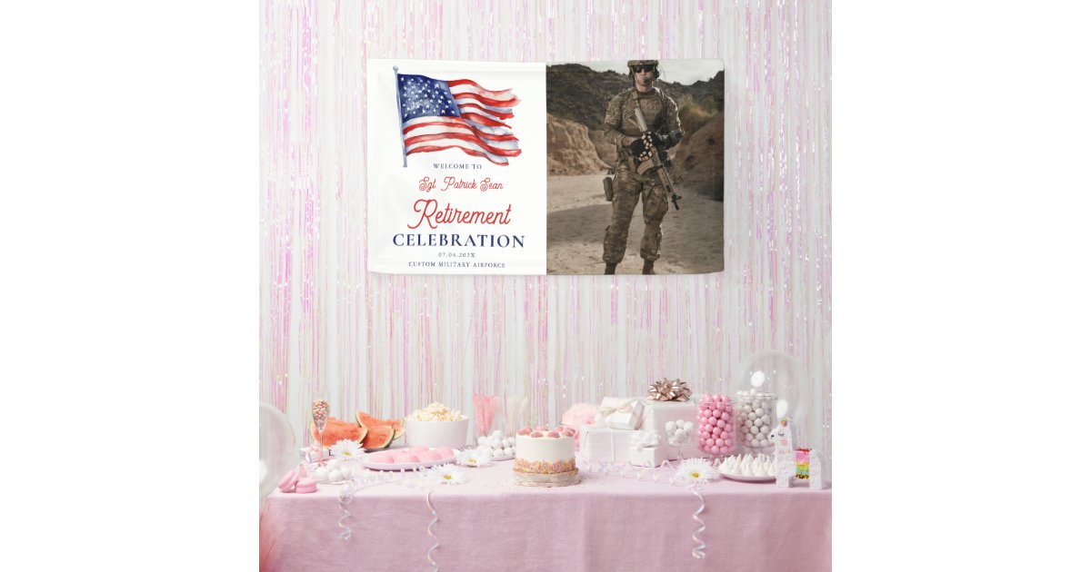 Modern American Flag Army Retirement Welcome Sign | Zazzle