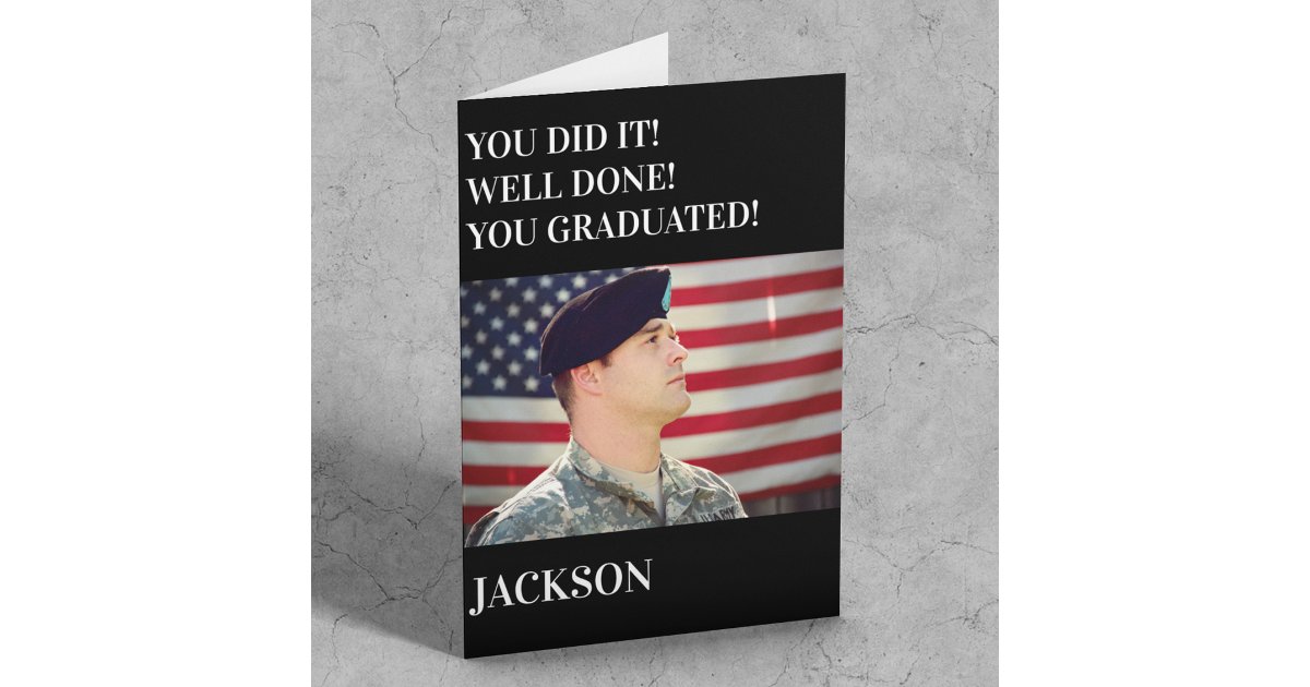 Modern American Personalized Photo Army Graduation Card | Zazzle