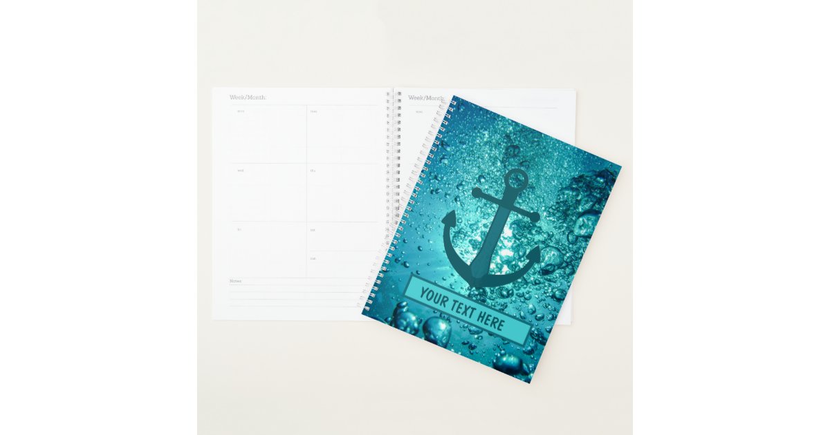 Modern Anchor Aqua Ocean Underwater Planner | Zazzle