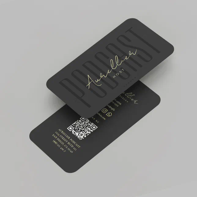 Modern Anchor Podcast Talk Show Host Black Gold Business Card | Zazzle