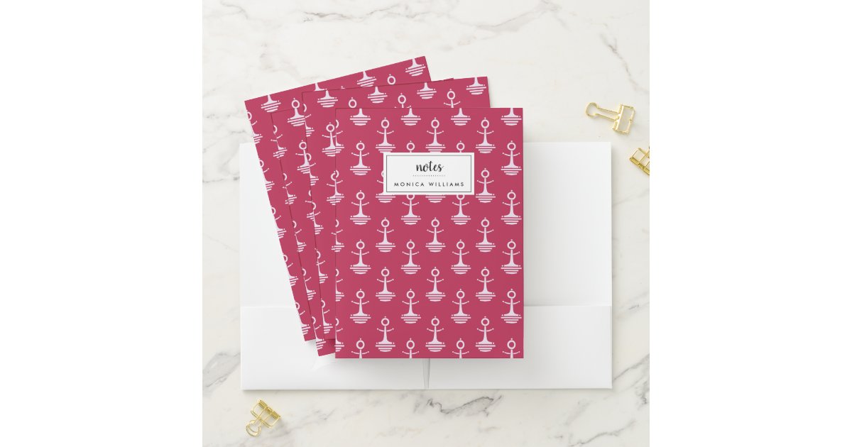 Modern Anchors Pattern Pocket Folder | Zazzle