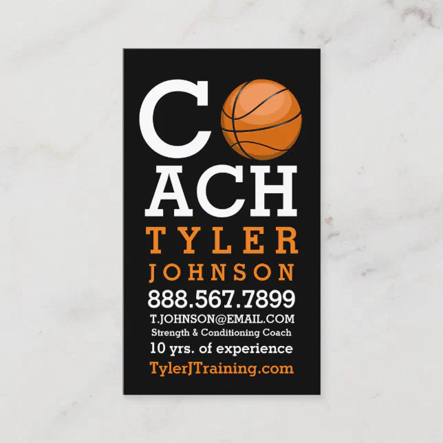 Modern and Bold Basketball Coach Business Card | Zazzle