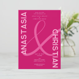 Modern and Bold Magenta Wedding Invitation | Zazzle