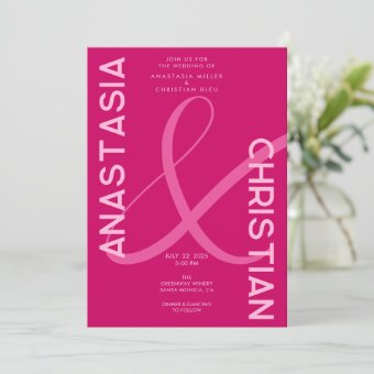 Modern and Bold Magenta Wedding Invitation | Zazzle