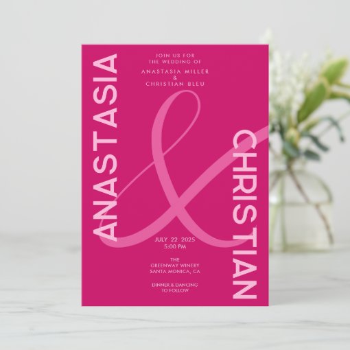 Modern and Bold Magenta Wedding Invitation | Zazzle