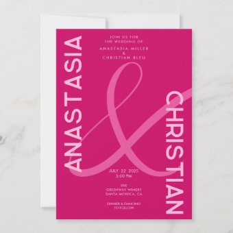 Modern and Bold Magenta Wedding Invitation | Zazzle