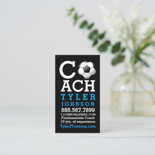 Modern and Bold Soccer Coach Business Card | Zazzle