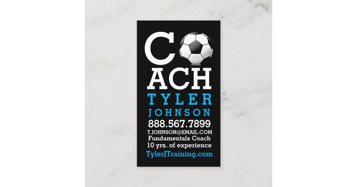 Modern and Bold Soccer Coach Business Card | Zazzle