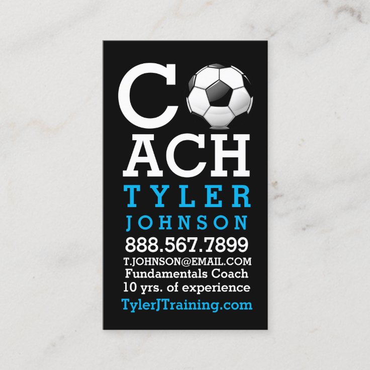 Modern and Bold Soccer Coach Business Card | Zazzle