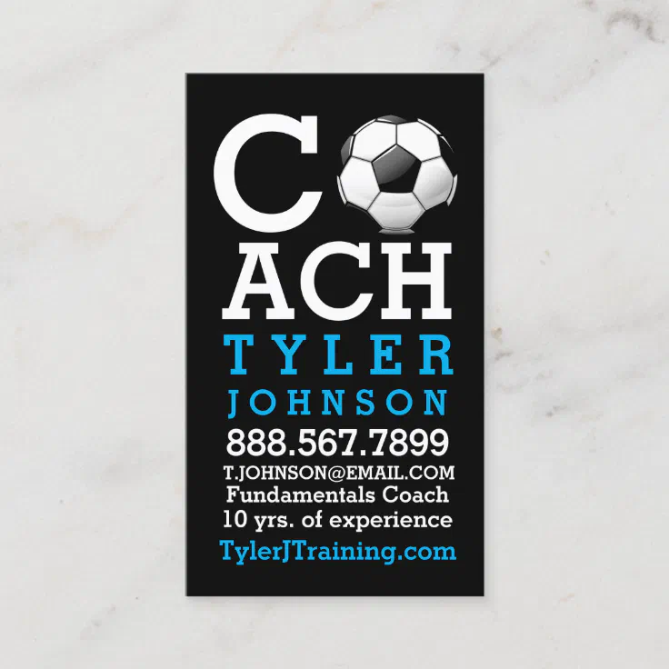 Modern and Bold Soccer Coach Business Card | Zazzle