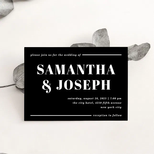 Modern and Bold Typography | Minimalist Wedding Invitation | Zazzle