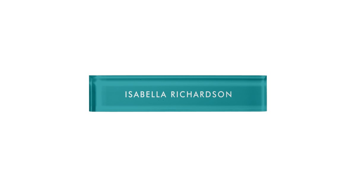 Modern and Classy Teal Desk Name Plate | Zazzle