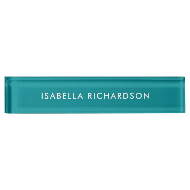 Modern and Classy Teal Desk Name Plate | Zazzle