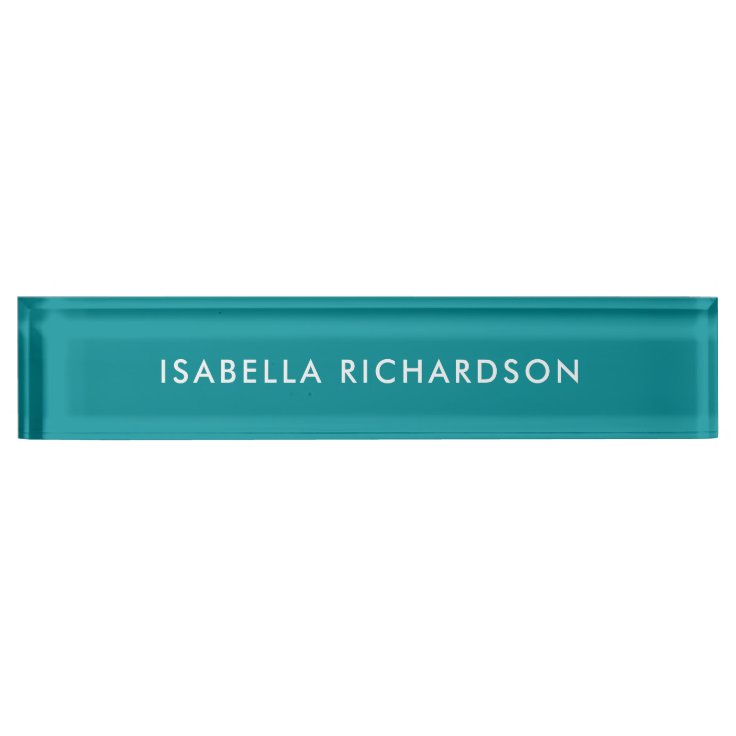 Modern and Classy Teal Desk Name Plate | Zazzle