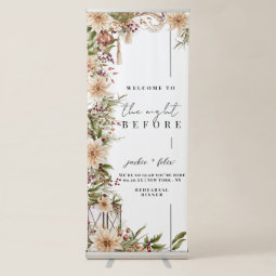 Modern And Elegant Floral Rehearsal Dinner Retractable Banner | Zazzle