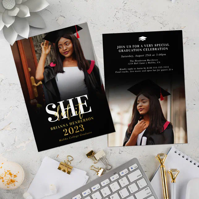 Modern and Elegant Photo Graduation Foil Invitation | Zazzle