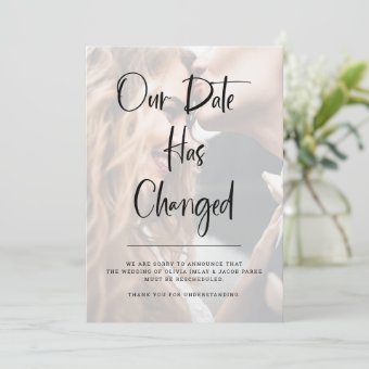 Modern and Elegant | Photo Wedding Change of Date Invitation | Zazzle