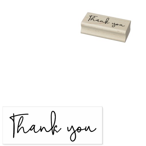 Modern and elegant Thank you script Rubber Stamp | Zazzle