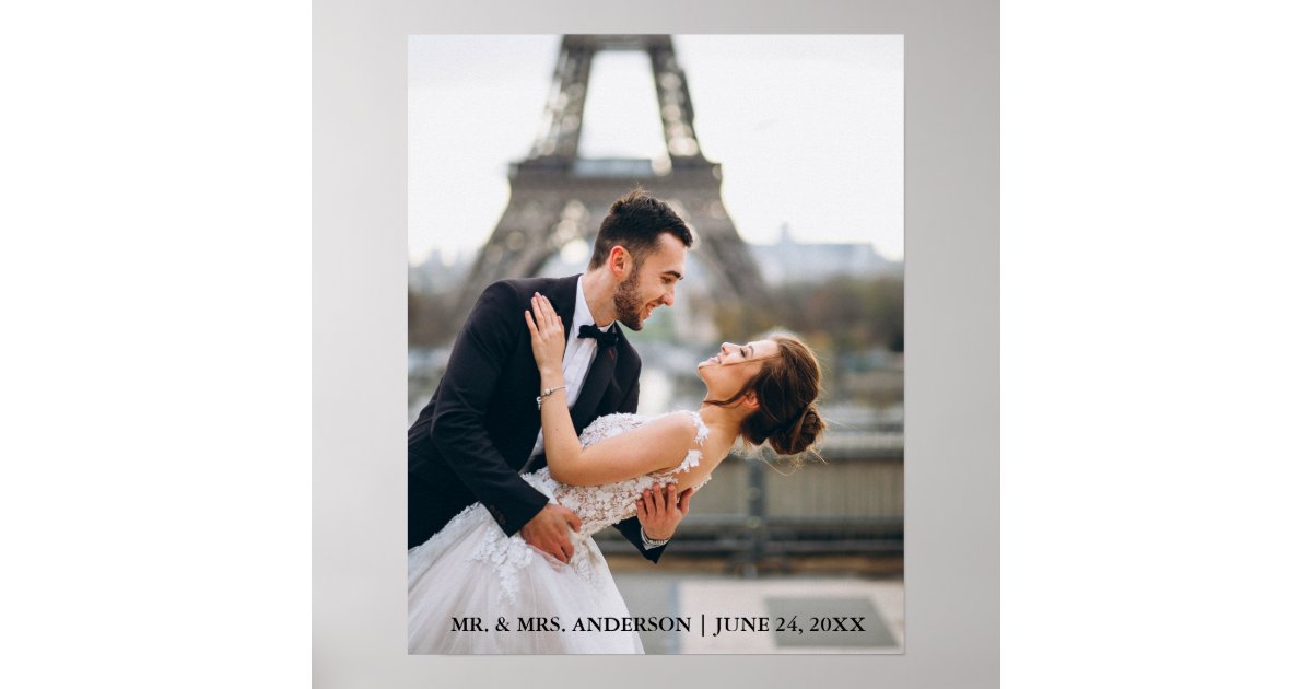 Modern and Elegant Wedding Photo Poster | Zazzle
