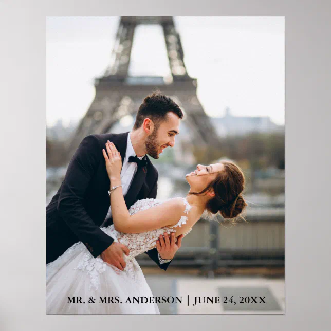 Modern and Elegant Wedding Photo Poster | Zazzle
