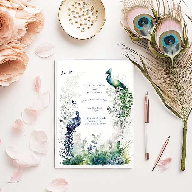 Modern and Green - Contemporary Modern Wedding Invitation | Zazzle