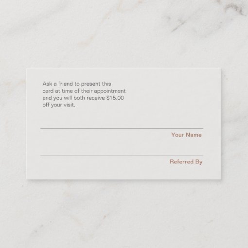 Modern and Hip Gold Refer A Friend Coupon Salon Referral Card | Zazzle